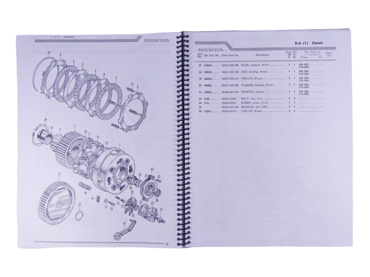 Printed Reproduction 66-69 Honda C90M CM91 90 Parts Fiche Fish Diagram ...